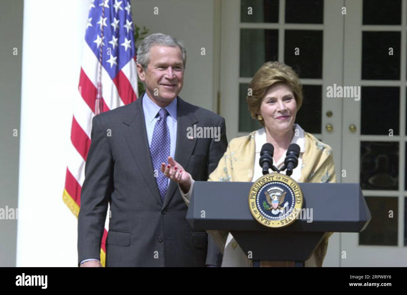 President George Bush, First Lady Laura Bush at Preserve America ...