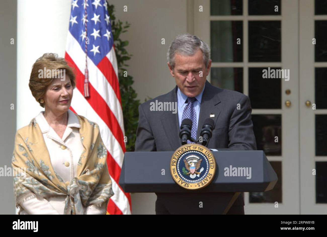 President George Bush, First Lady Laura Bush at Preserve America ...