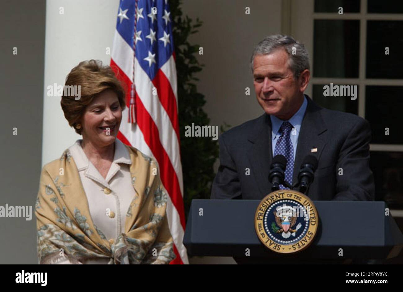 President George Bush, First Lady Laura Bush at Preserve America ...