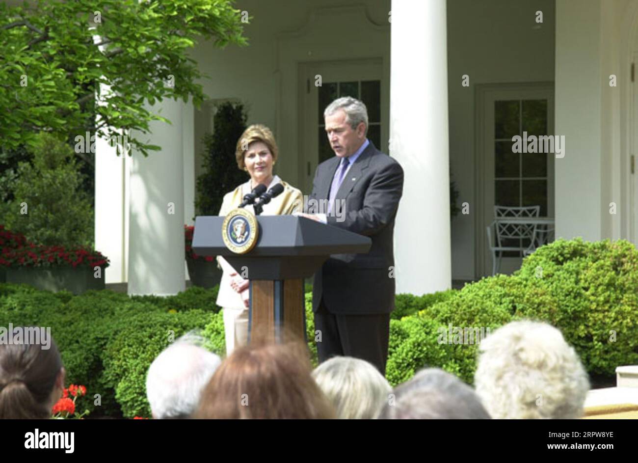 President George Bush, First Lady Laura Bush at Preserve America ...