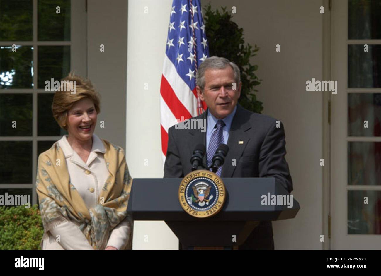 President George Bush, First Lady Laura Bush at Preserve America ...