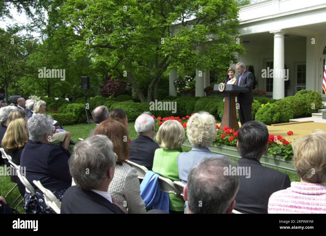 President George Bush, First Lady Laura Bush at Preserve America ...