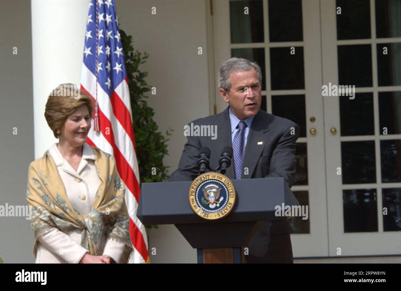 President George Bush, First Lady Laura Bush at Preserve America ...