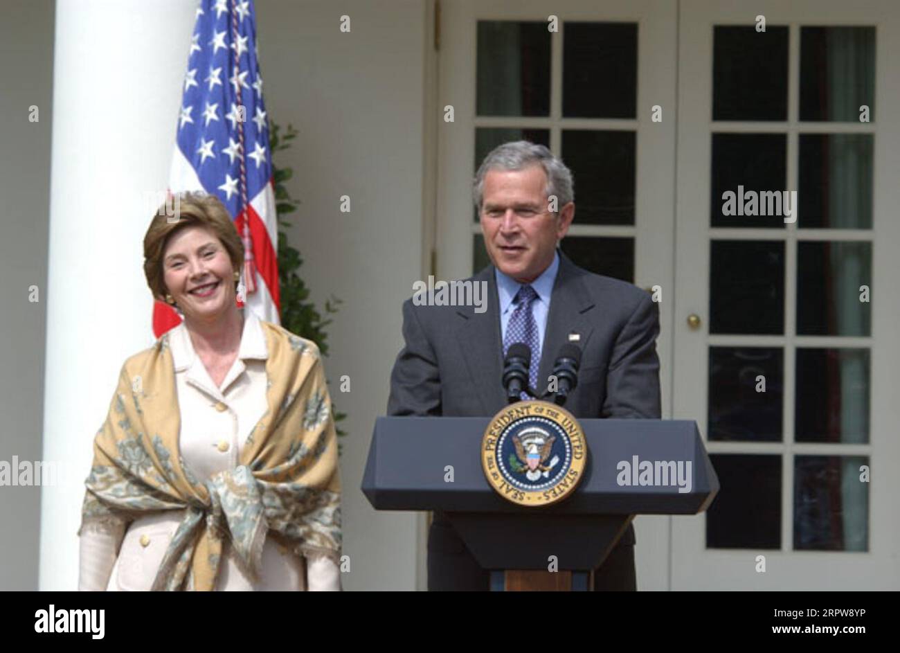 President George Bush, First Lady Laura Bush at Preserve America ...