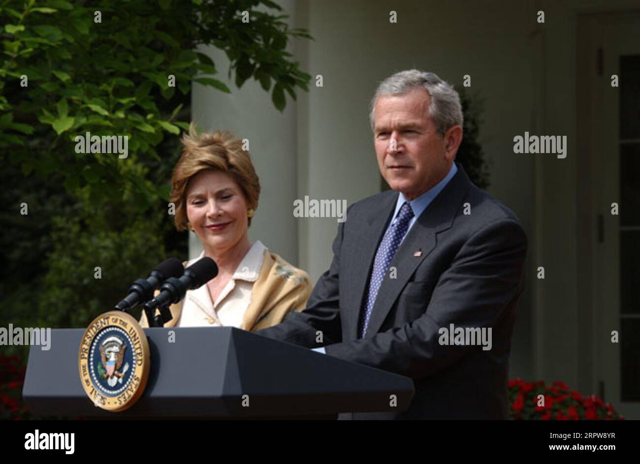 President George Bush, First Lady Laura Bush at Preserve America ...