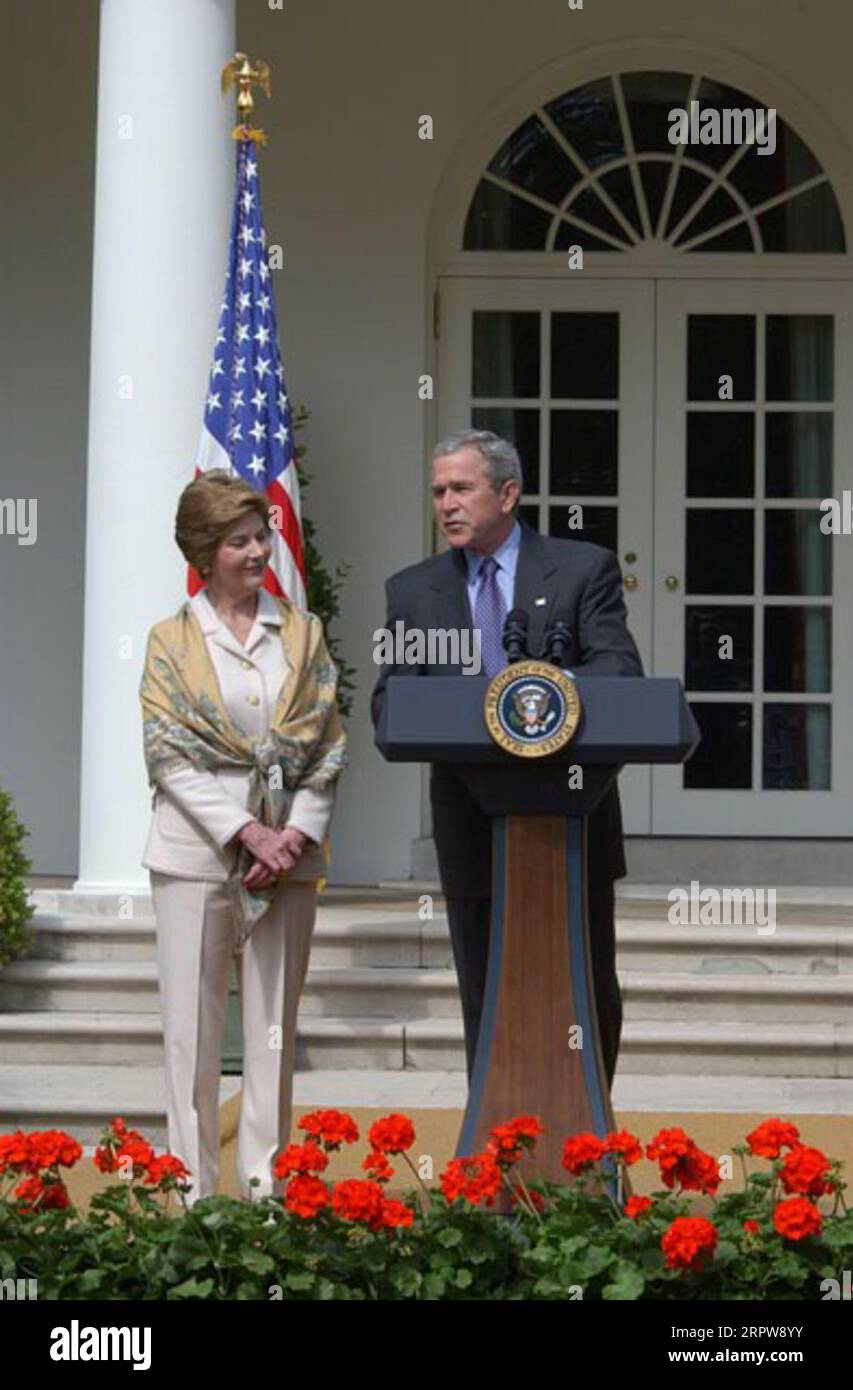 President George Bush, First Lady Laura Bush at Preserve America ...