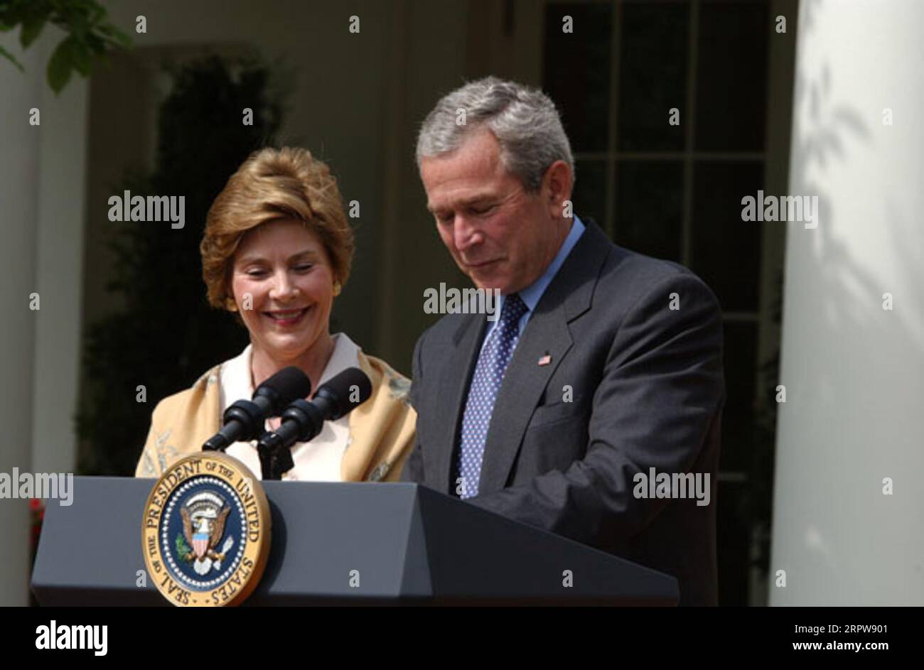 President George Bush, First Lady Laura Bush at Preserve America ...