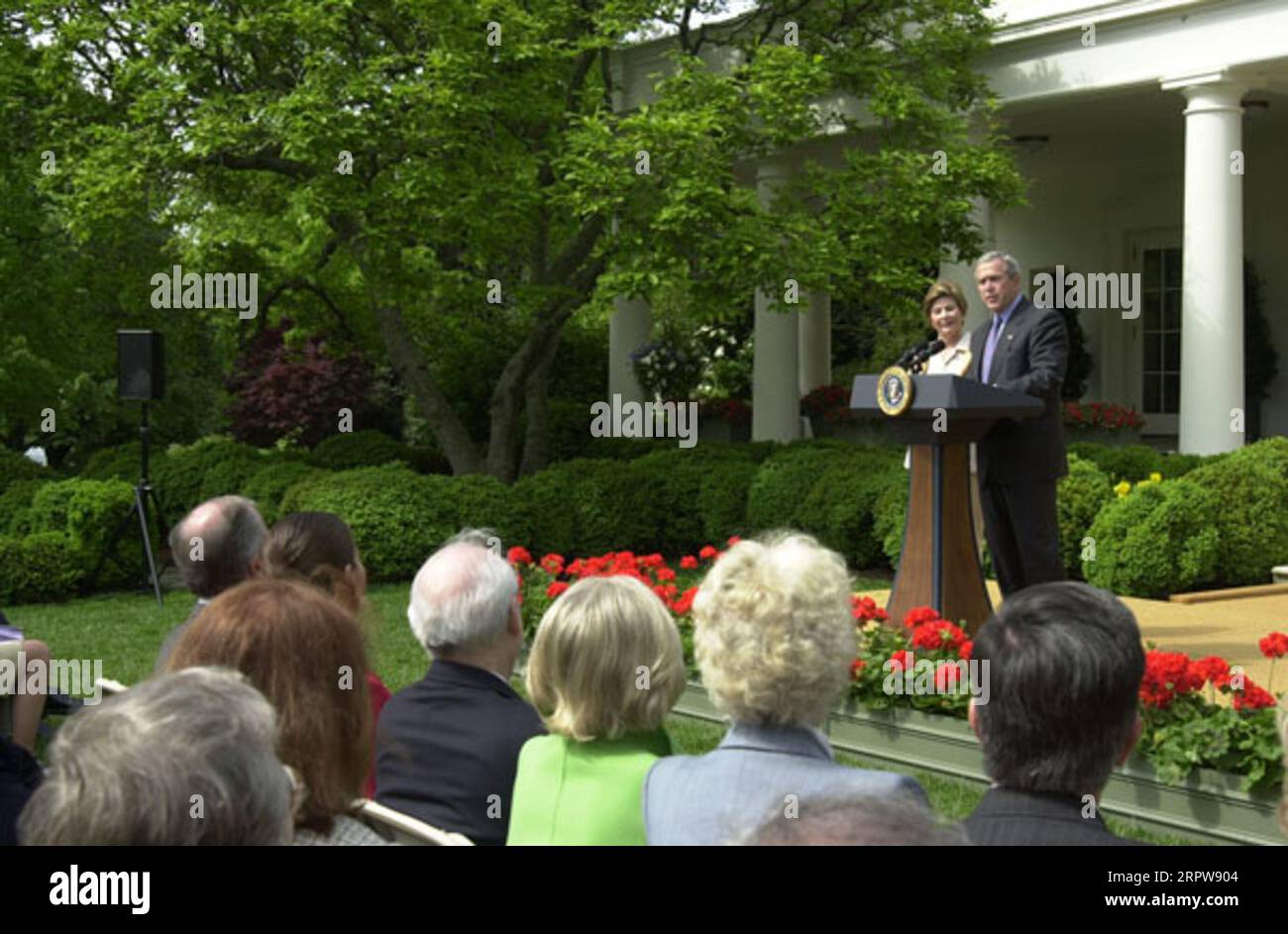 President George Bush, First Lady Laura Bush at Preserve America ...