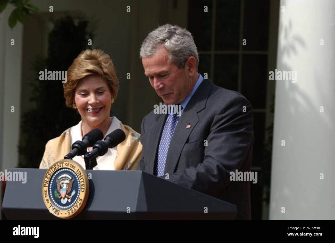 President George Bush, First Lady Laura Bush at Preserve America ...