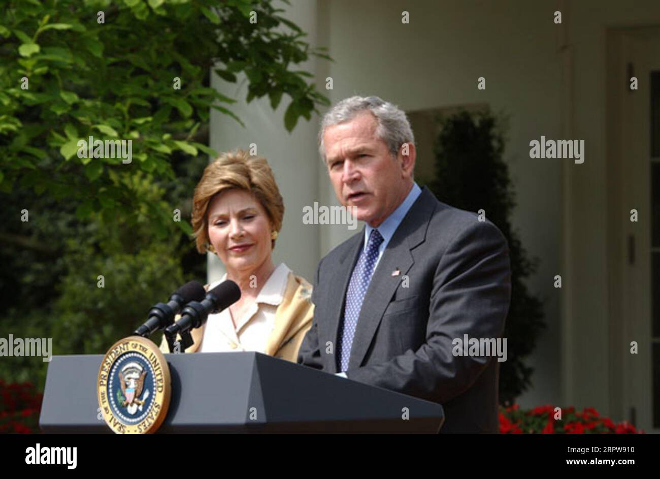 President George Bush, First Lady Laura Bush at Preserve America ...