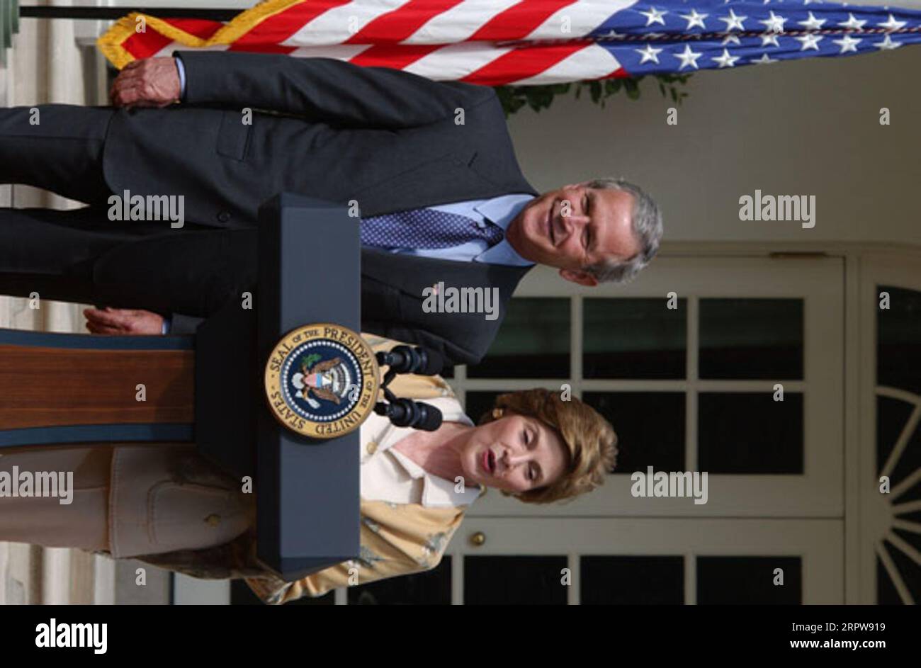 President George Bush, First Lady Laura Bush at Preserve America ...