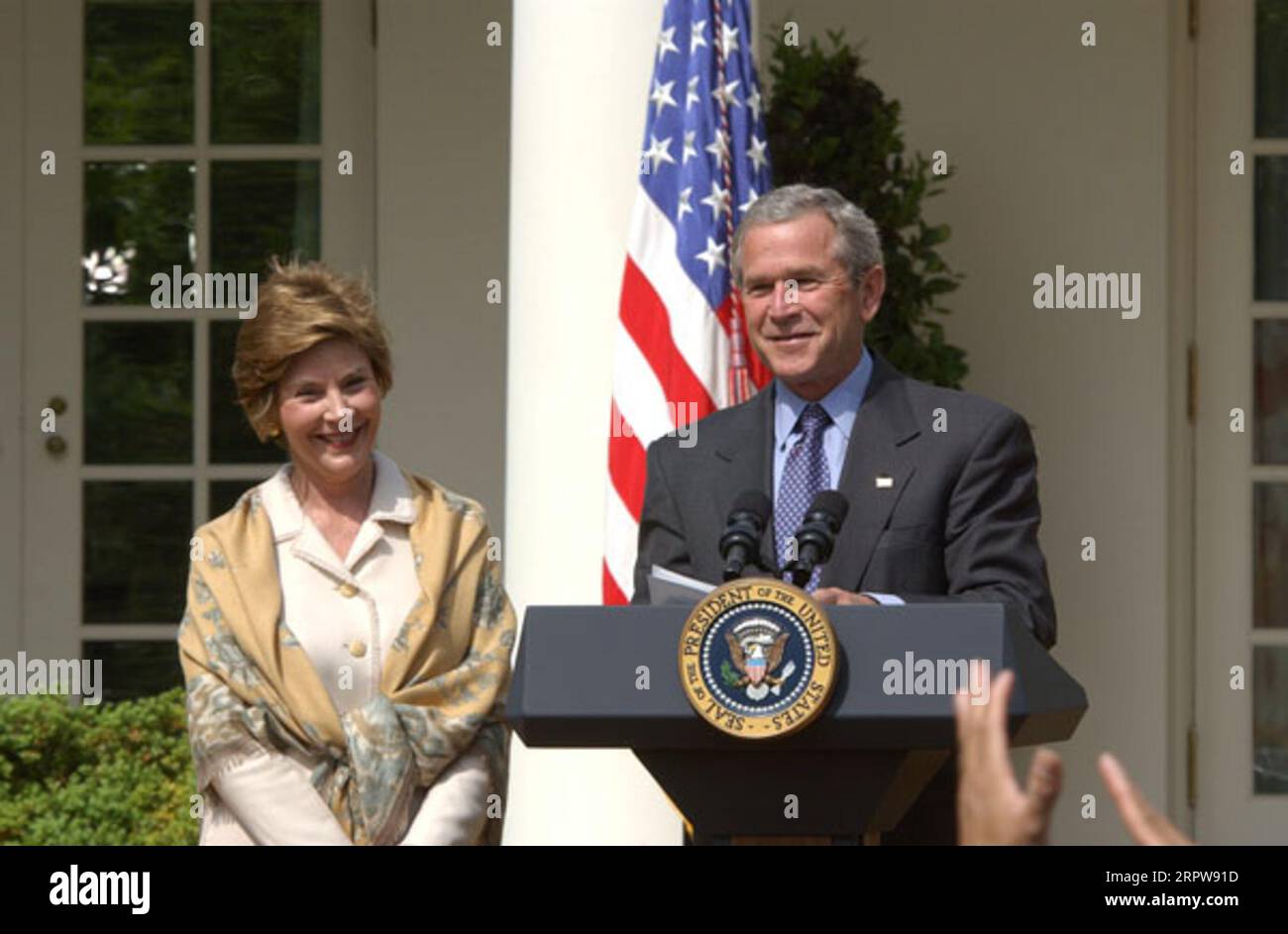 President George Bush, First Lady Laura Bush at Preserve America ...
