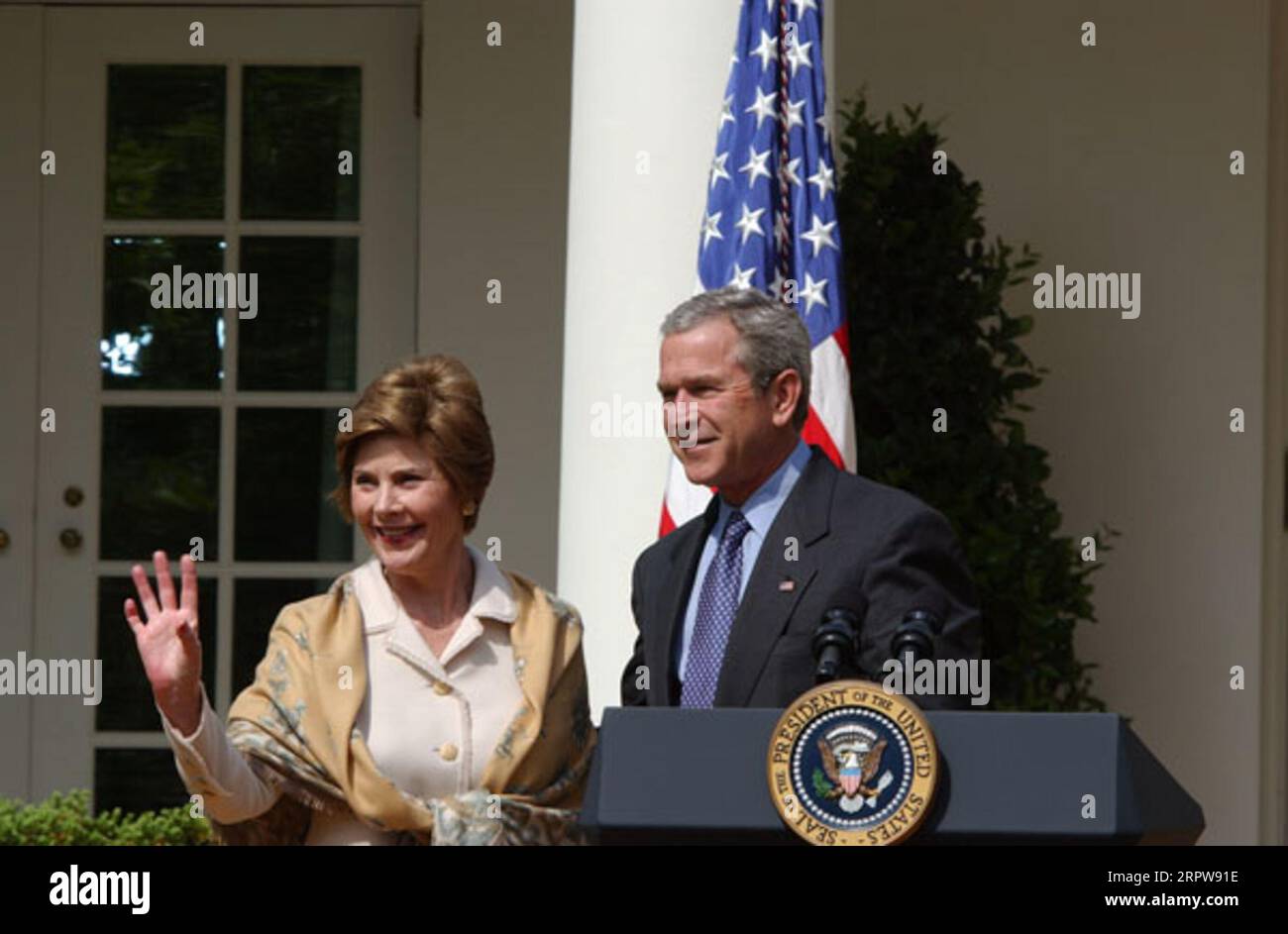 President George Bush, First Lady Laura Bush at Preserve America ...