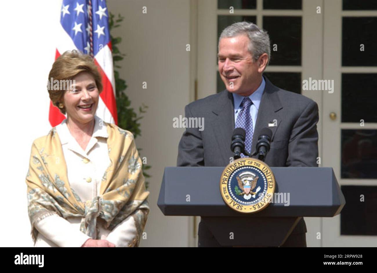President George Bush, First Lady Laura Bush at Preserve America ...