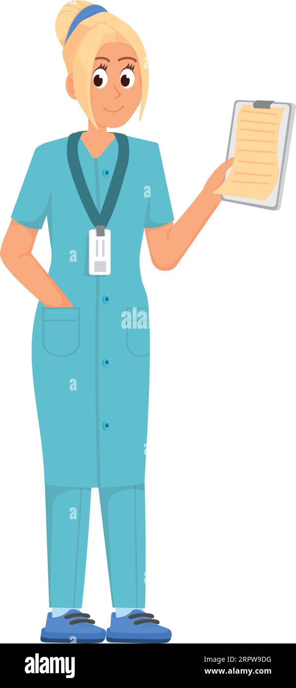 Hospital worker character. Cartoon woman in medical uniform Stock ...