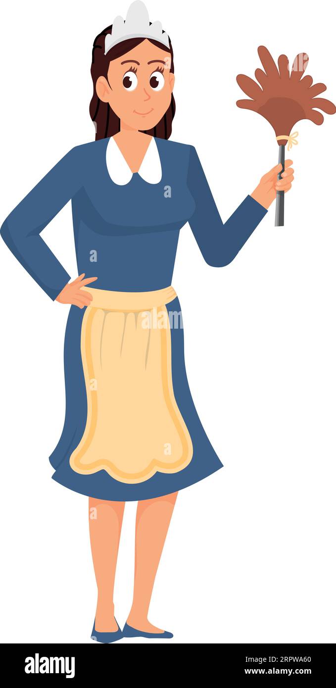 Maid character. Professional cleaner woman in apron Stock Vector Image ...
