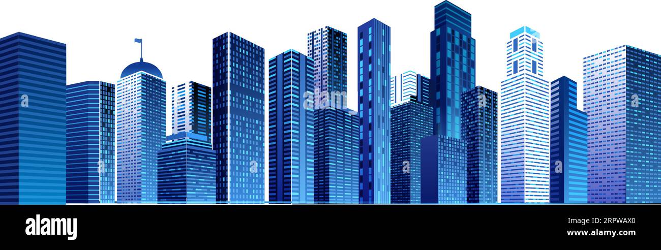 Blue skyscrapers. City high tower building street Stock Vector Image ...
