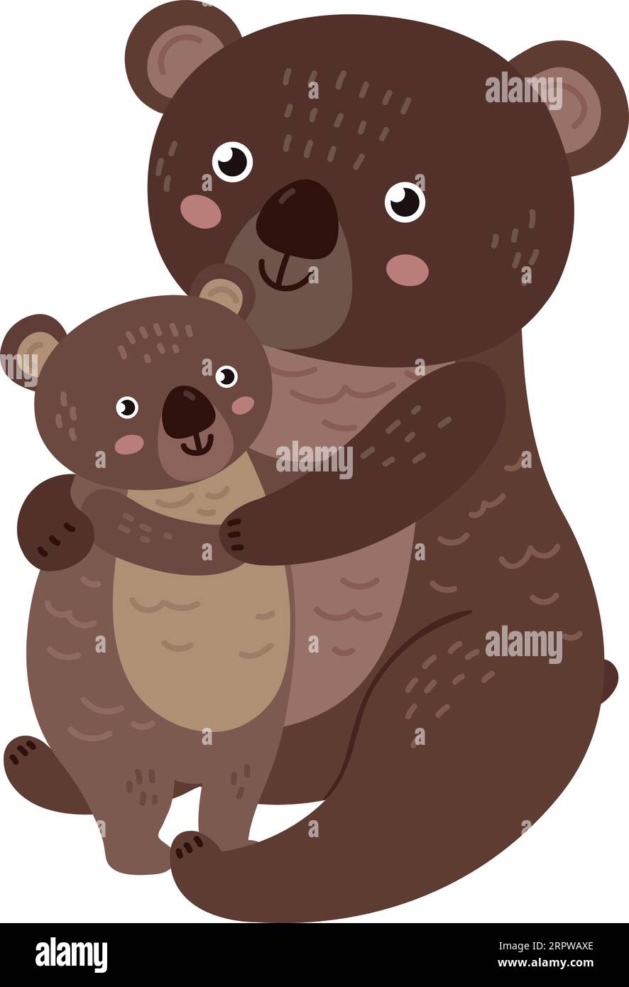 Cute bear mom hugging with baby. Forest animals Stock Vector Image ...