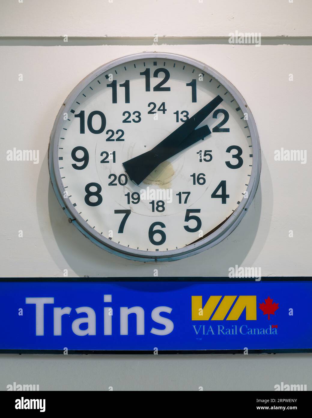 Clock on wall inside Union Station at 123 Main Street in Winnipeg ...