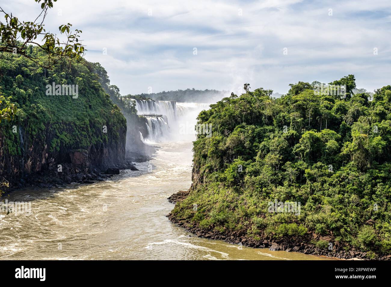 Iguazu Falls, the largest series of waterfalls of the world, located at ...