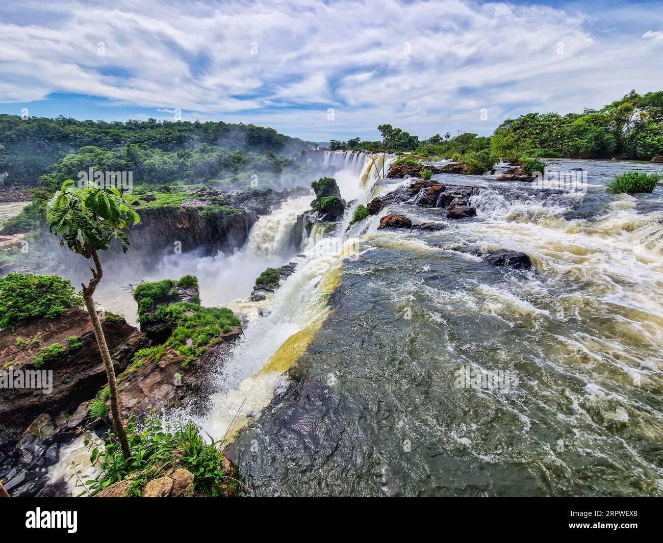 Iguazu Falls, the largest series of waterfalls of the world, located at ...