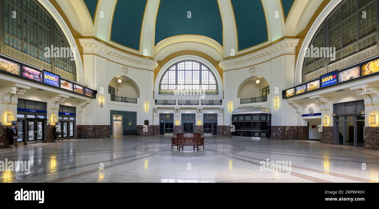 Lobby of the historic Union Station at 123 Main Street in Winnipeg ...