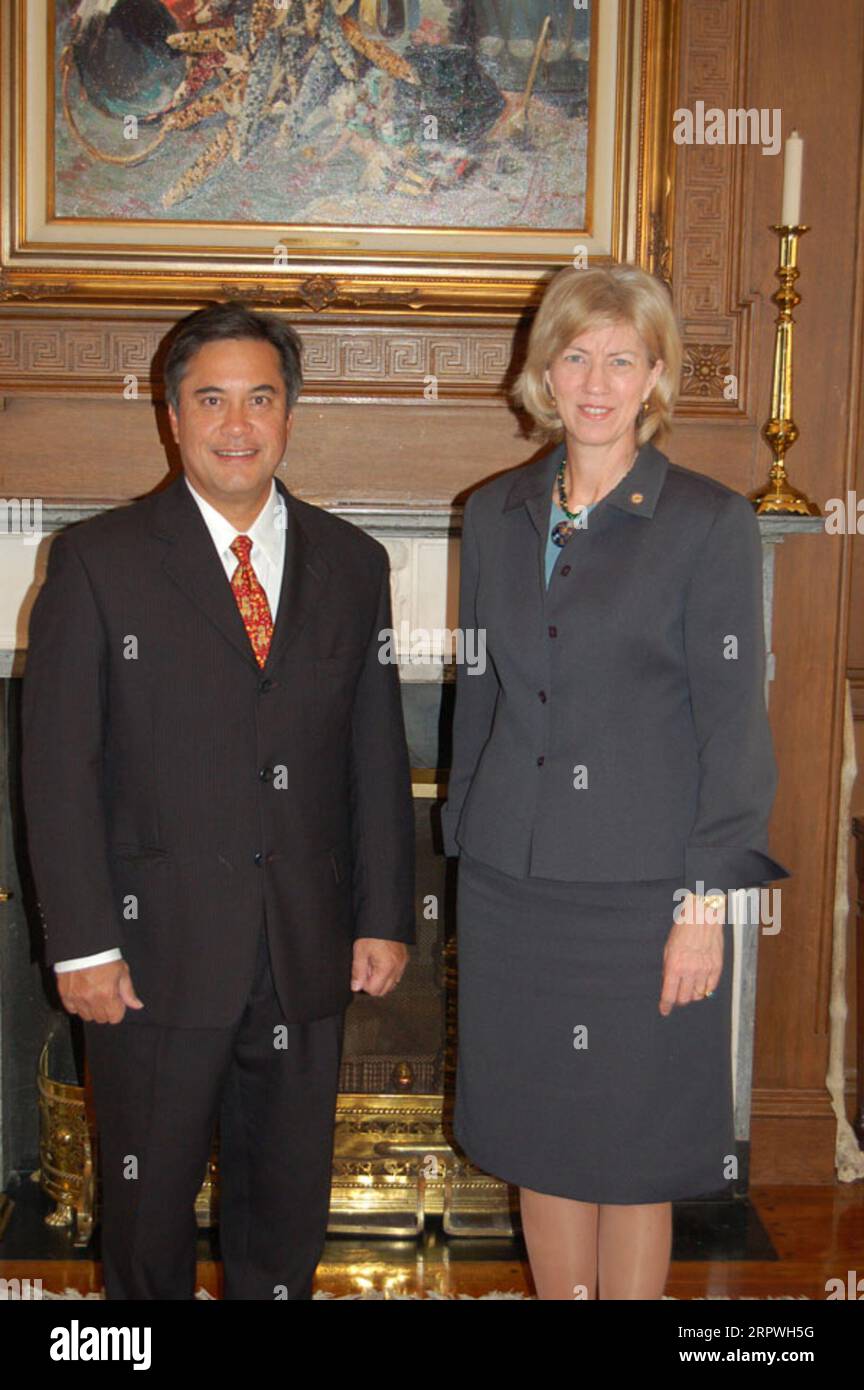 Secretary Gale Norton with Governor of Guam, Felix Camacho, left, at ...