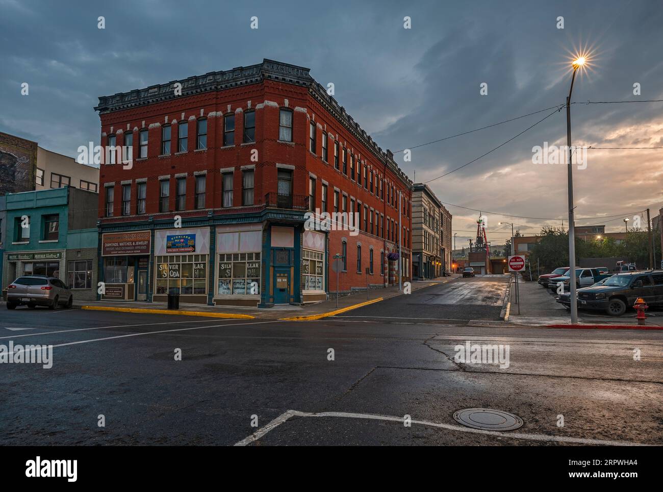 Butte, Montana, USA – August 18, 2023: Dawn on historic buildings in ...