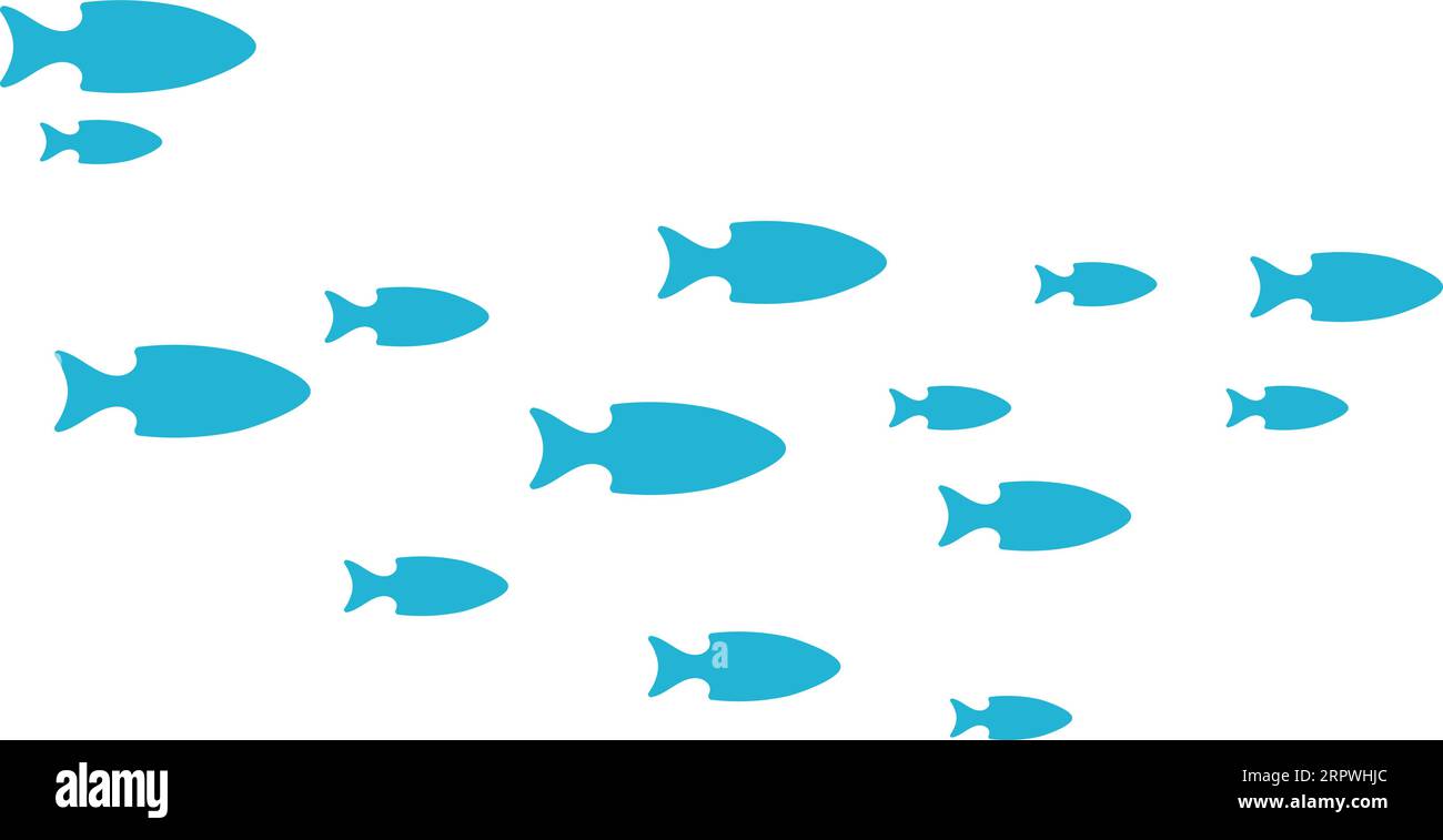 Fish group silhouettes. Swimming shoal. Marine wildlife Stock Vector ...