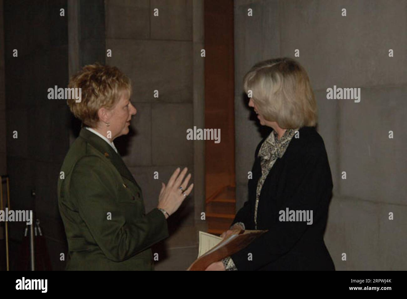 Secretary Gale Norton, right, conversing with Vikki Keys, National Park ...