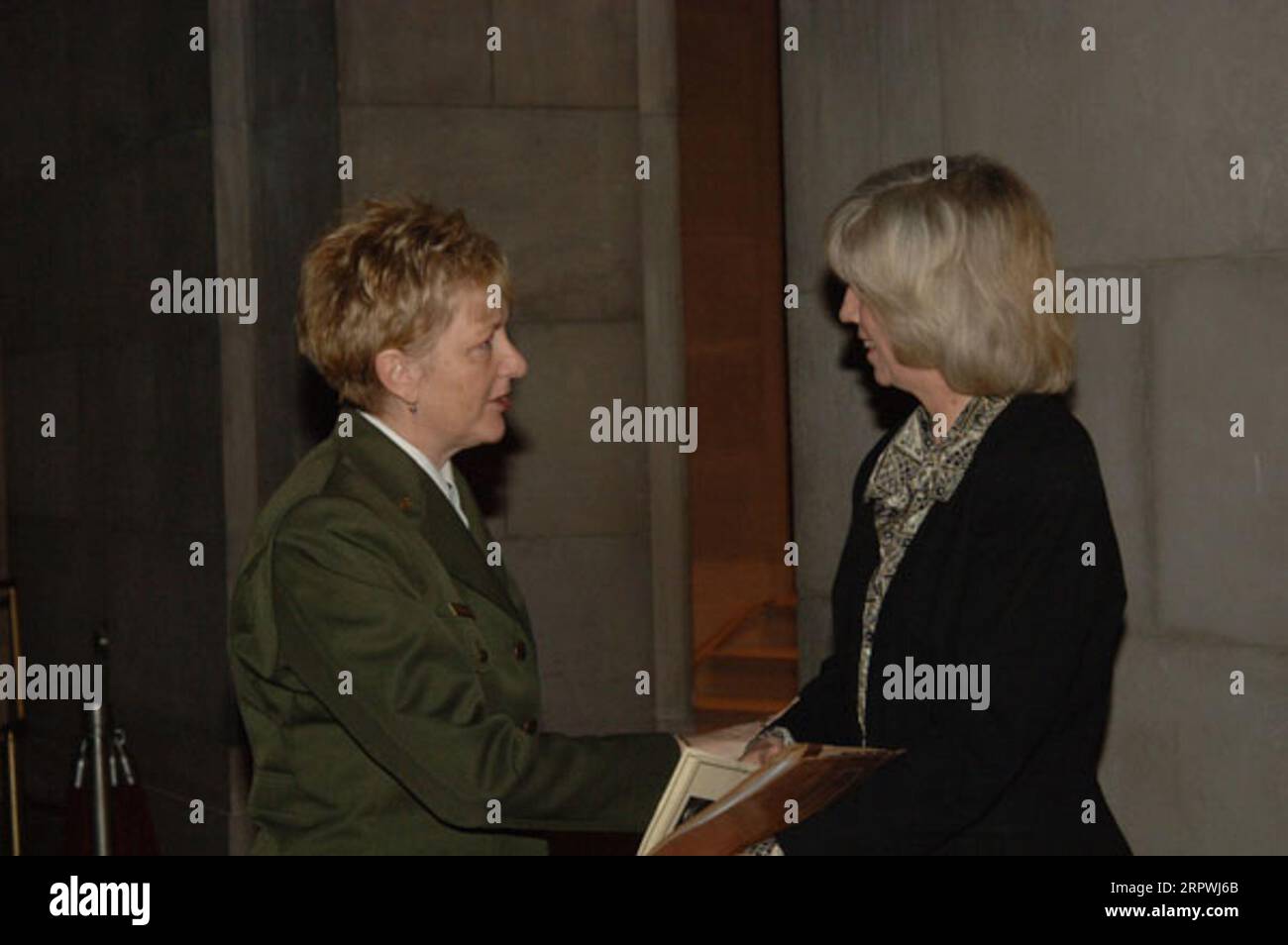 Secretary Gale Norton, right, conversing with Vikki Keys, National Park ...