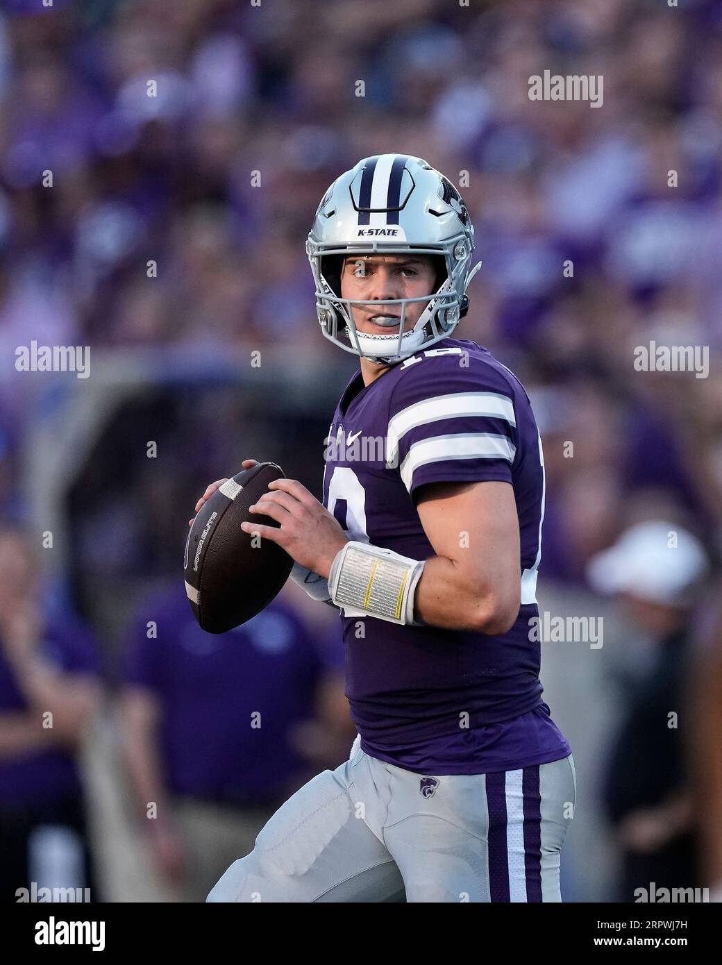 Kansas State quarterback Will Howard throws during the first half of an ...