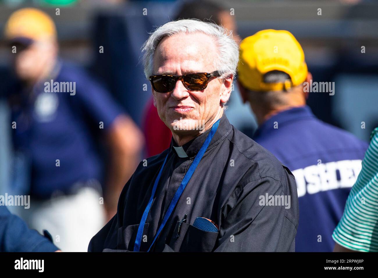 Notre Dame president Rev. John I. Jenkins, C.S.C. watches pregame ...