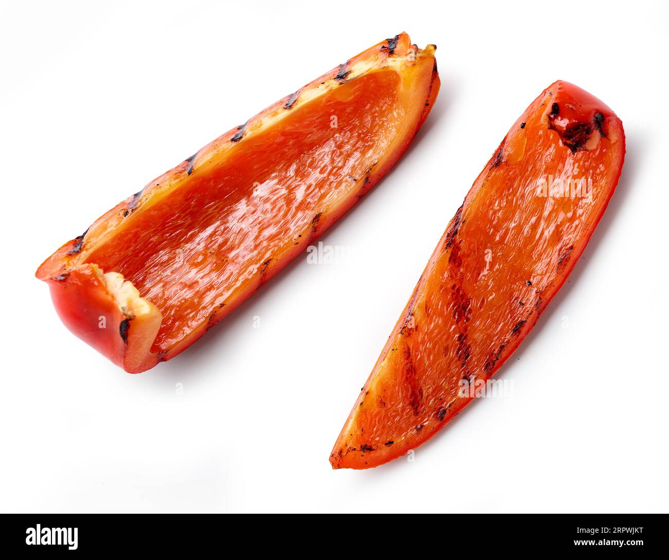 grilled red paprika slices isolated on white background, top view Stock ...