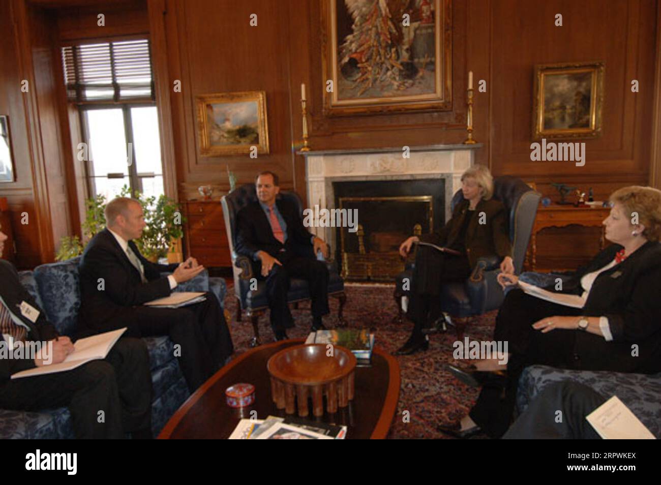 Secretary Gale Norton meeting at Department of Interior headquarters ...