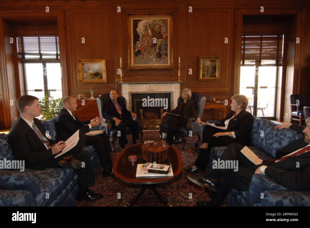 Secretary Gale Norton meeting at Department of Interior headquarters ...