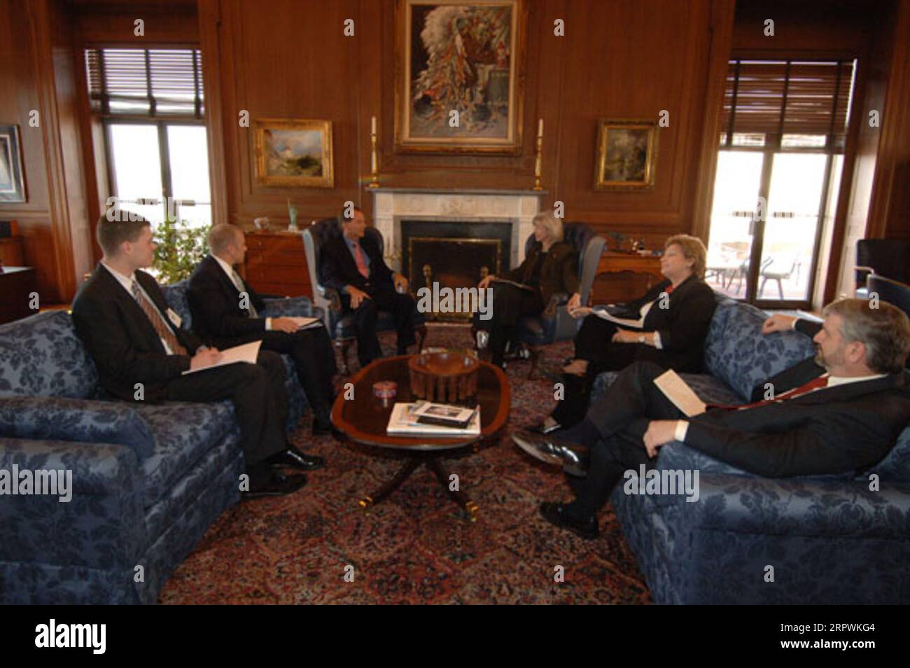 Secretary Gale Norton meeting at Department of Interior headquarters ...