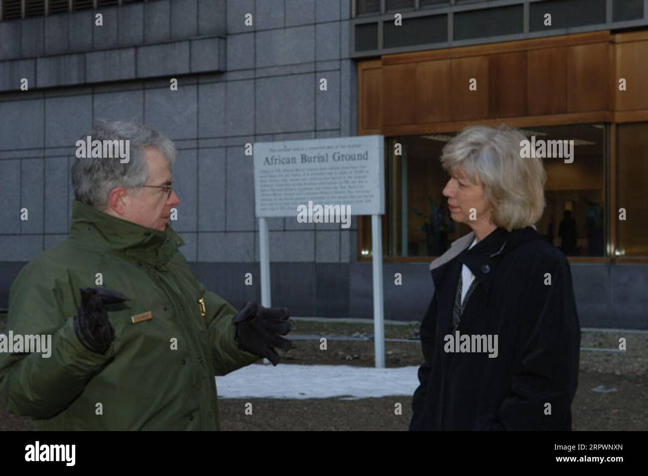 Secretary Gale Norton, right, visiting the African Burial Ground in New ...