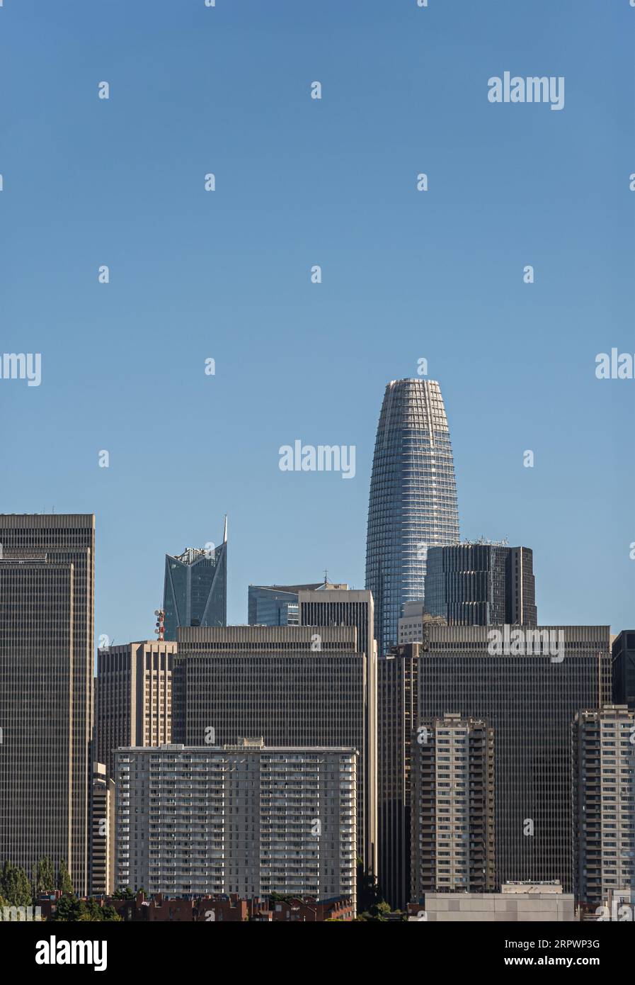 San Francisco, CA, USA - July 13, 2023: Portrait, Salesforce tower ...