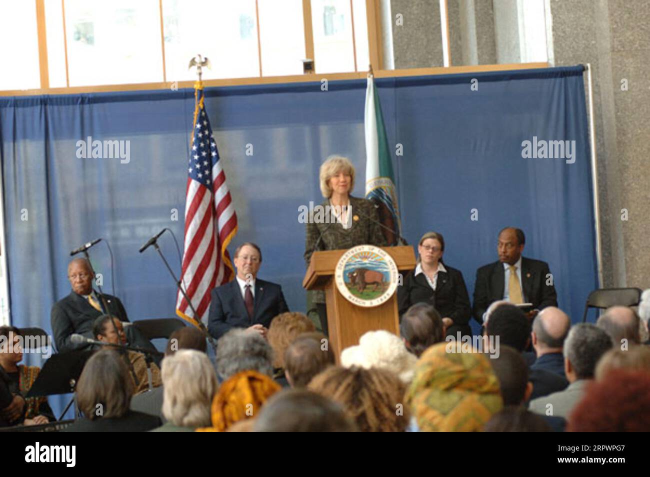 Secretary Gale Norton speaking at ceremony, at the Ted Weiss Federal ...