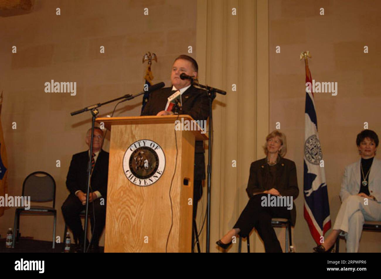 Cheyenne, Wyoming Mayor Jack Spiker speaking at Cheyenne ceremony ...