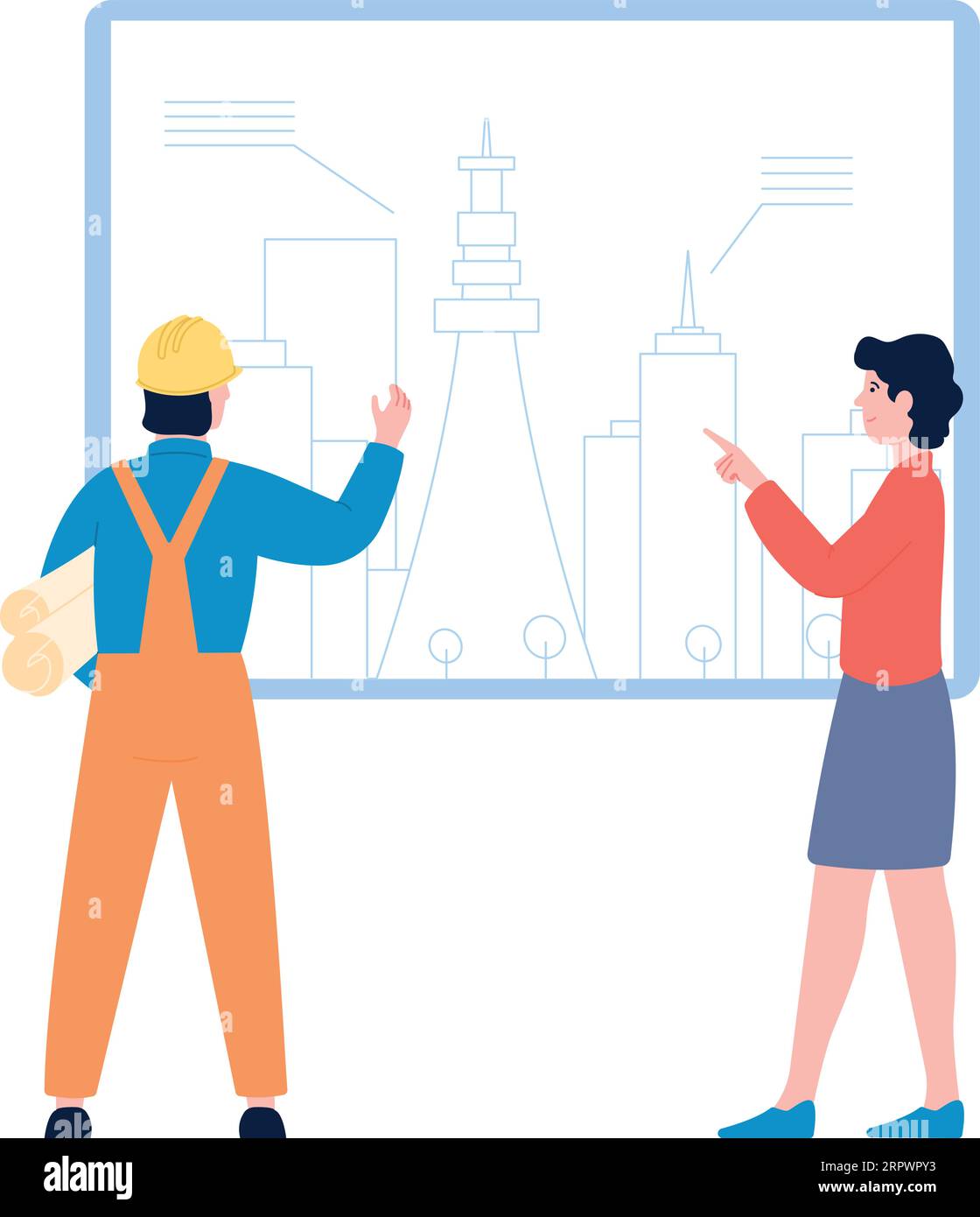 Architects working with buildings project. City engineer team Stock ...