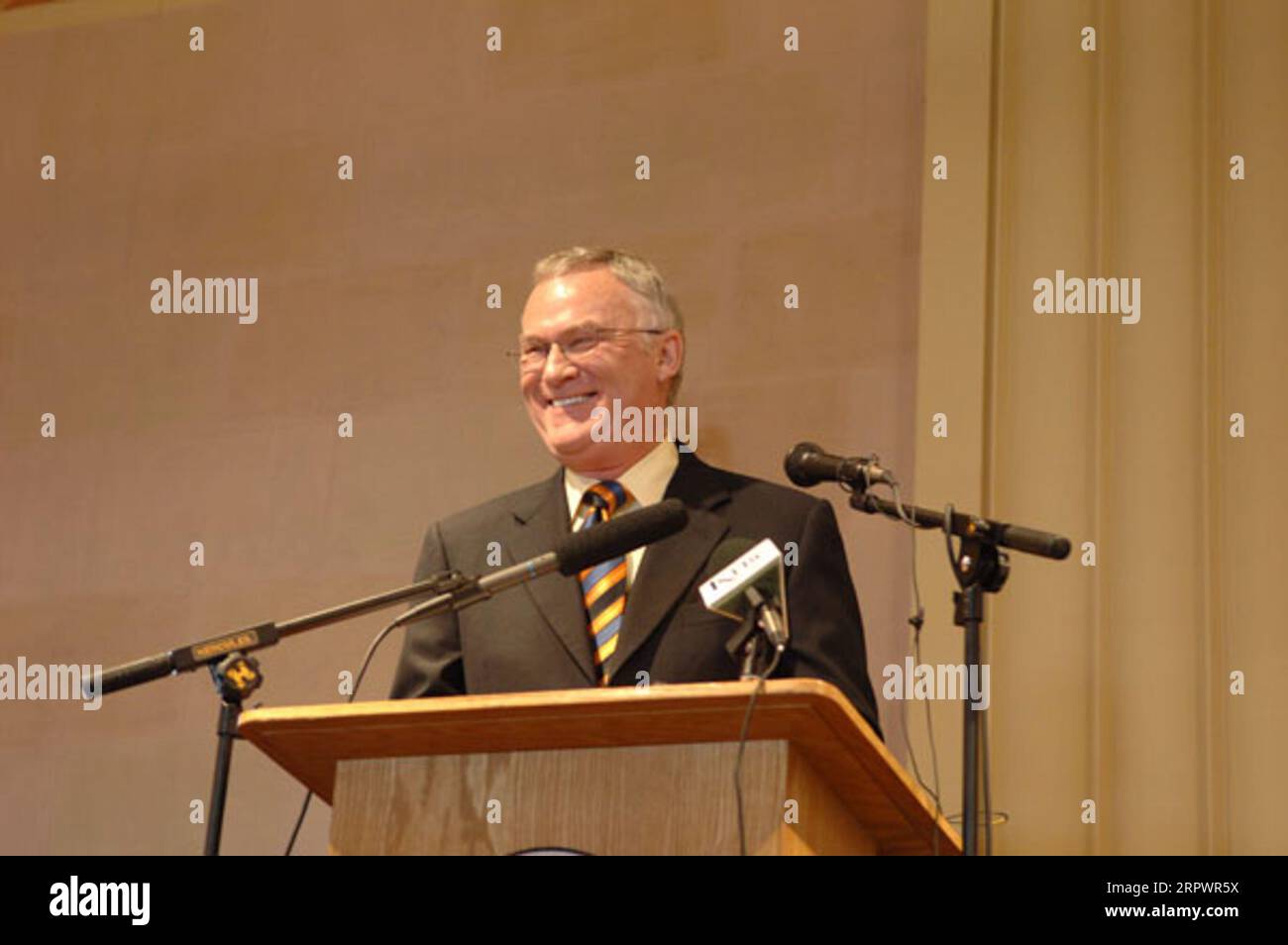 Union Pacific Railroad representative speaking at ceremony in Cheyenne ...
