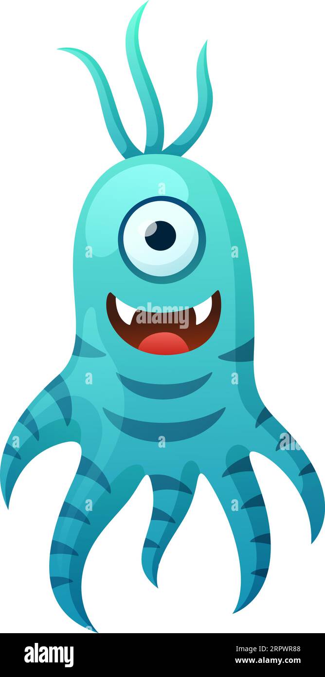 Funny blue monster. Cartoon alien creature character Stock Vector Image ...
