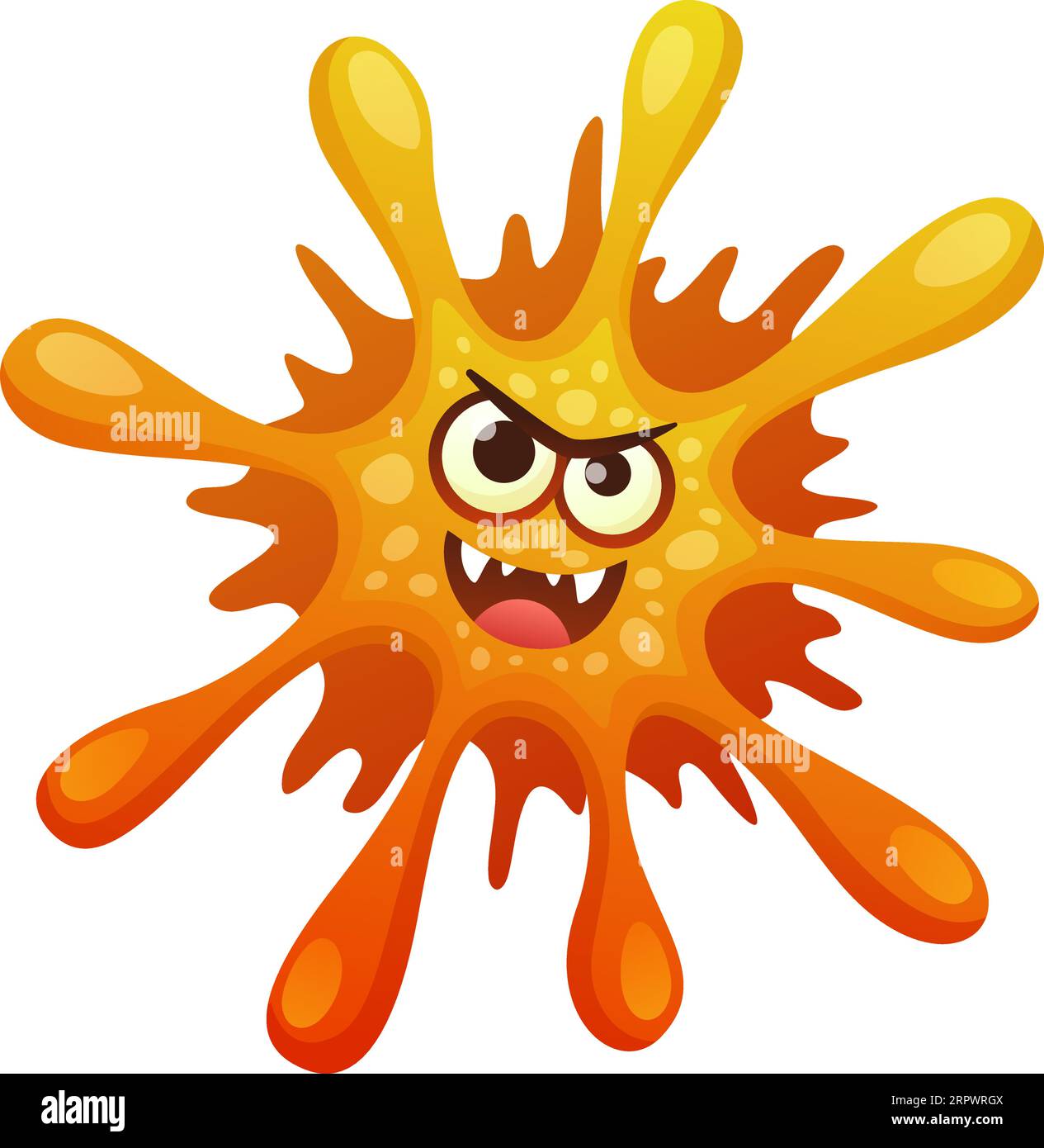 Scary virus character. Cartoon funny germ with evil face Stock Vector ...