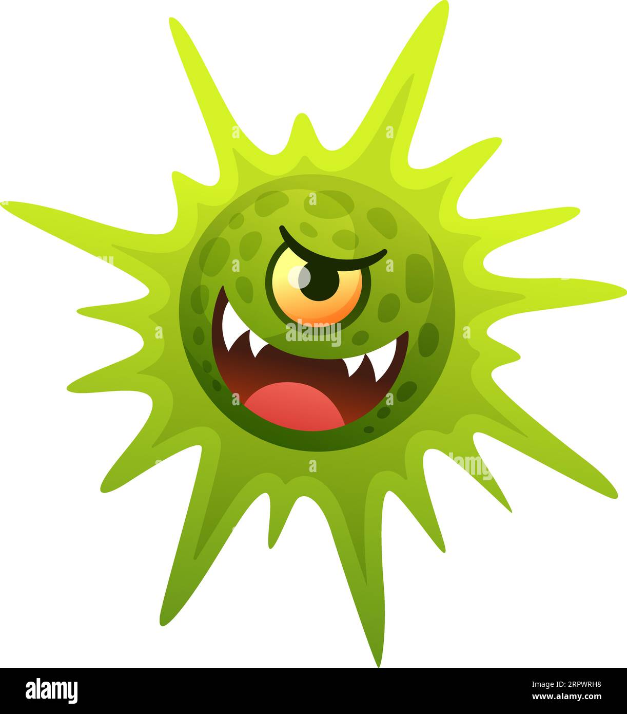 Evil green virus cell cartoon comic character Stock Vector Image & Art ...