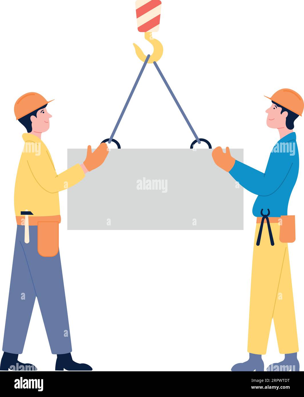 Construction workers with lifting hook. Industrial site Stock Vector ...