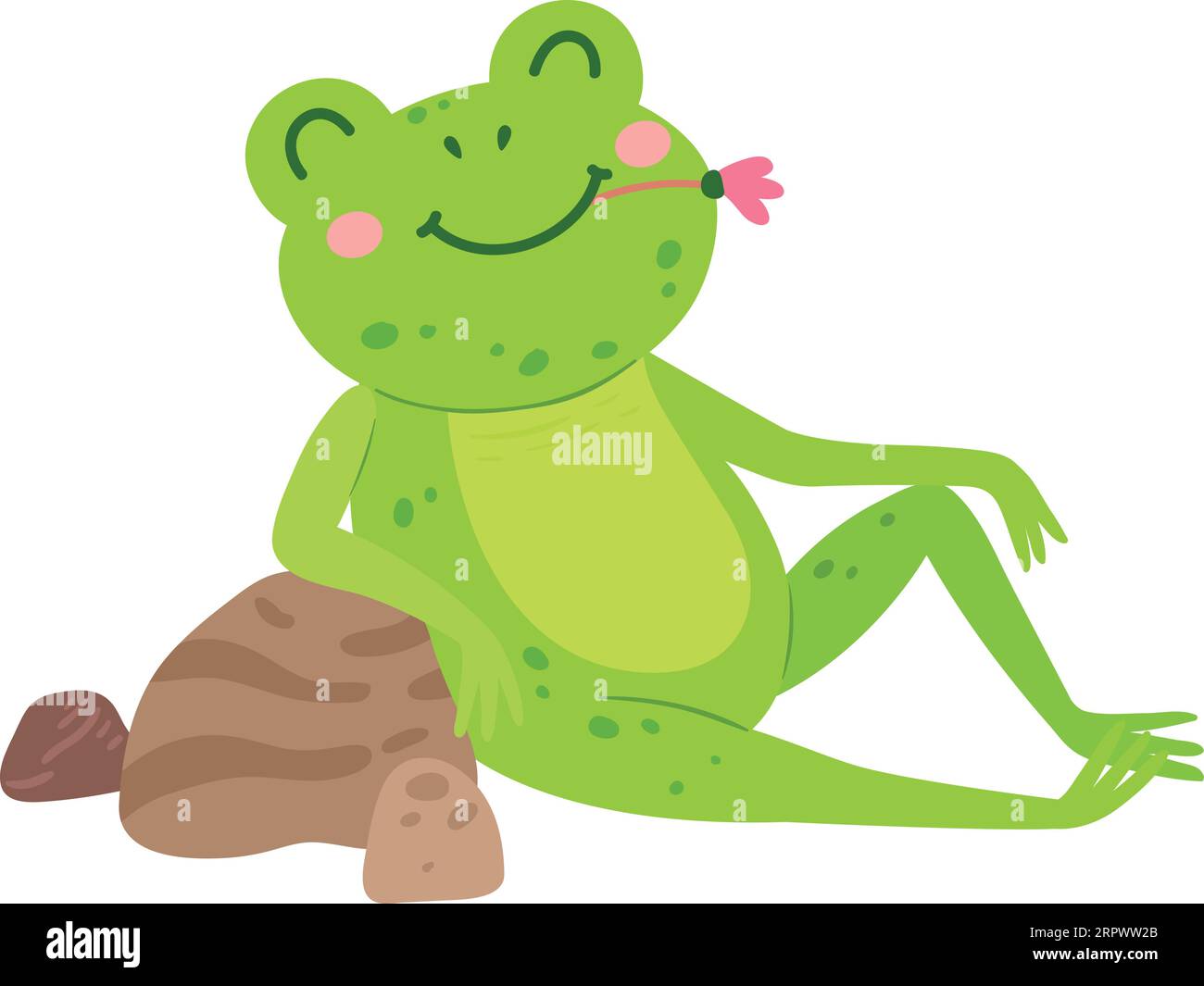 Frog lay on ground. Happy summer animal character Stock Vector Image ...
