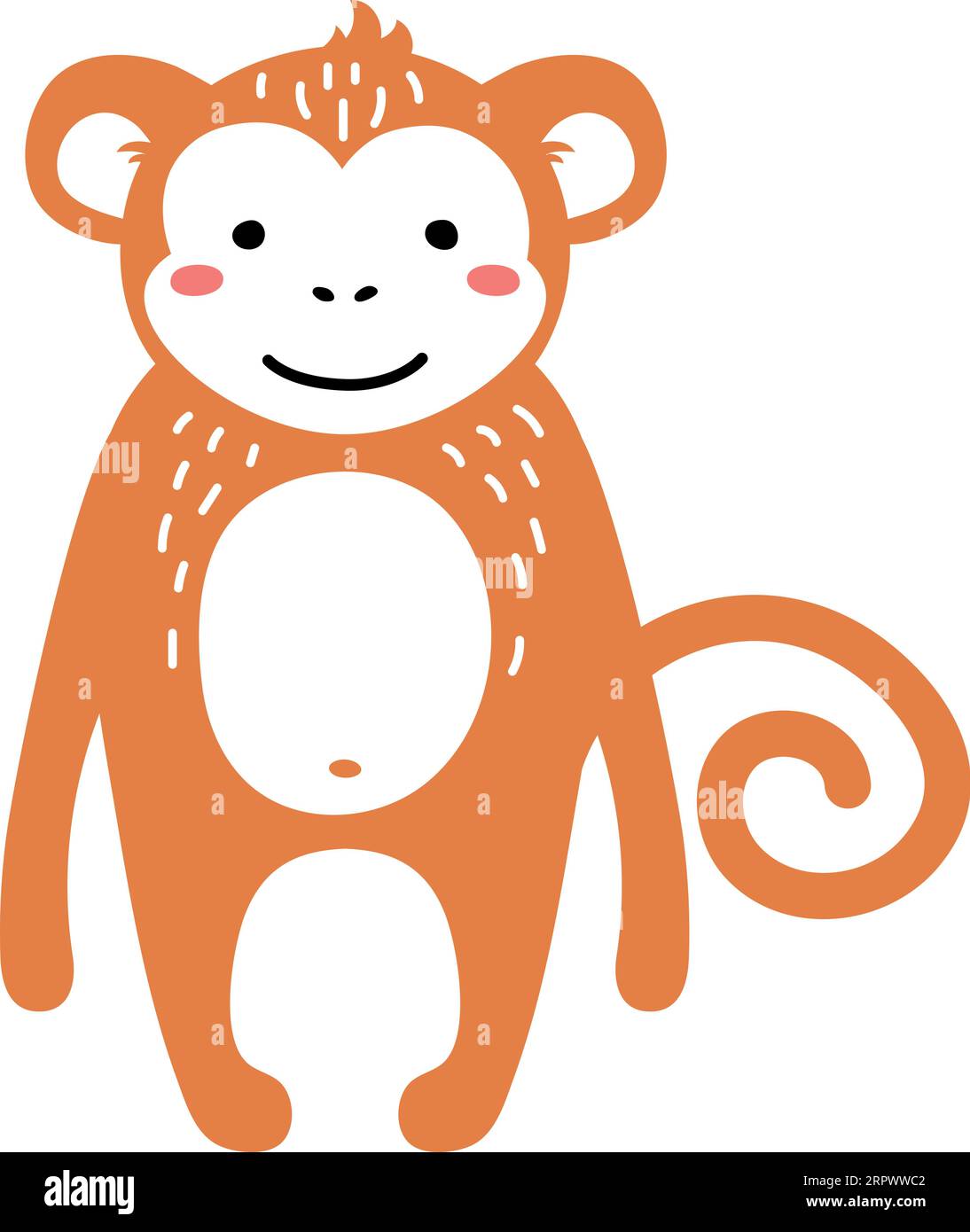 Cute monkey. Happy animal draing in scandinavian style Stock Vector ...