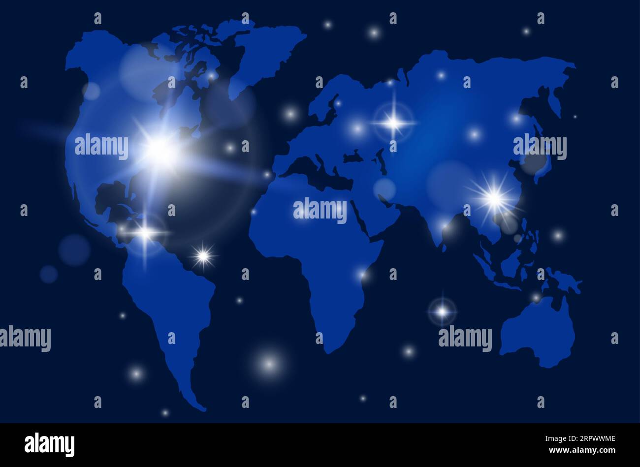 World map with light spots. Futuristic blue infographic Stock Vector ...